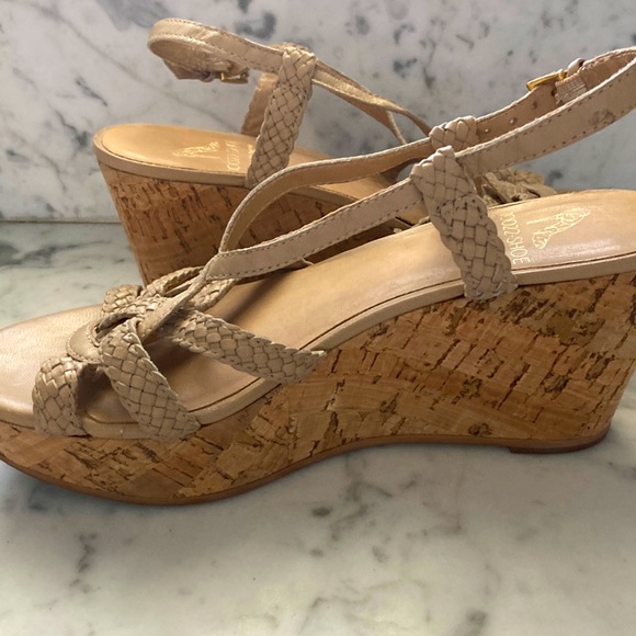 Saks Fifth Avenue | Shoes | Tan Corkbottom Sfa Platform Sandals With ...